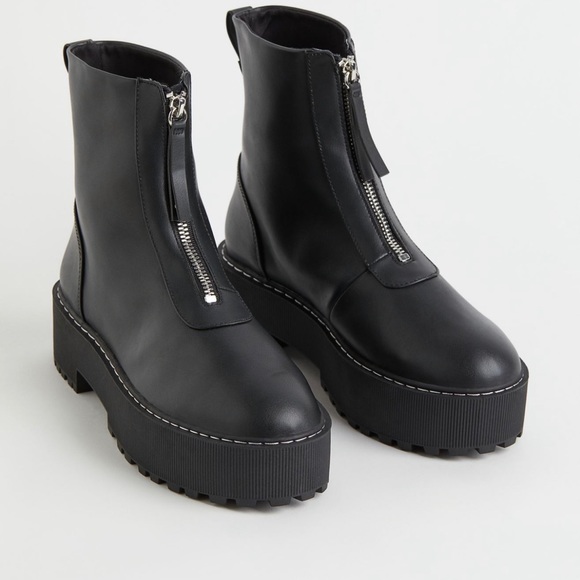 H&M | Shoes | Chunky Zip Front Boot | Poshmark